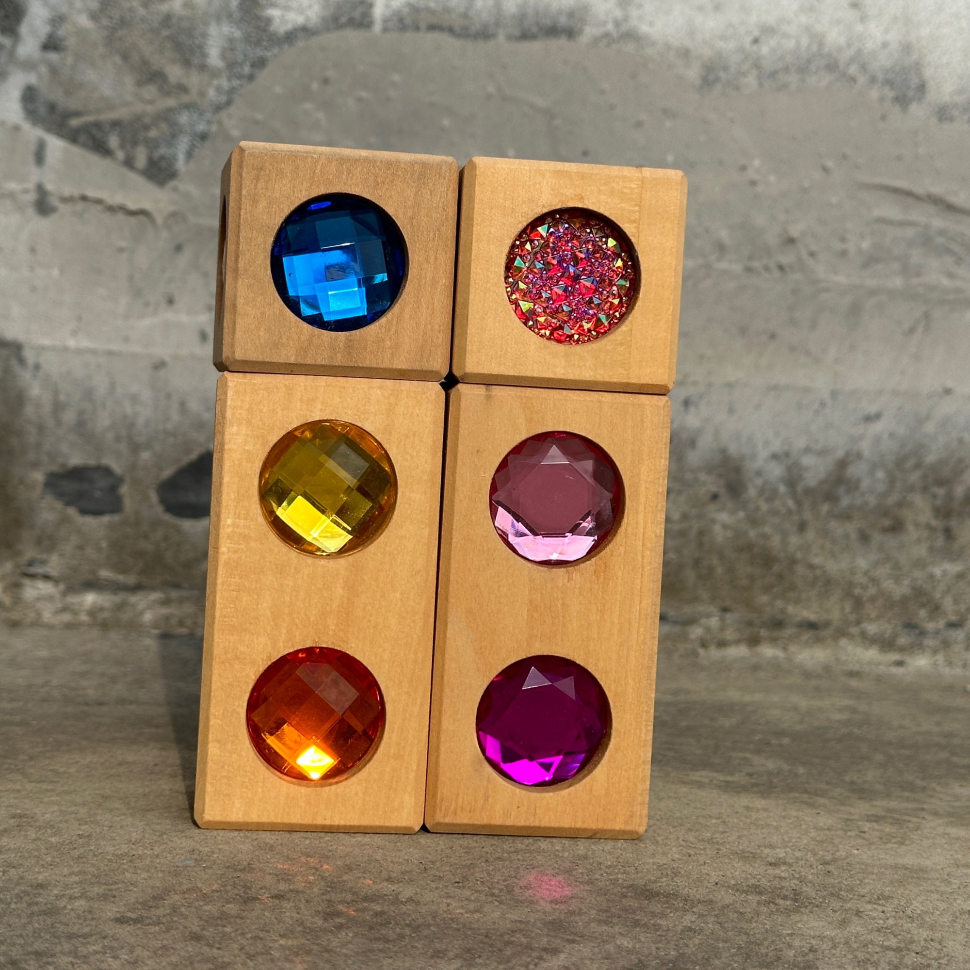 Six-sided Acrylic Gem Building Blocks, Basswood Cube Shiny Acrylic Toys ...