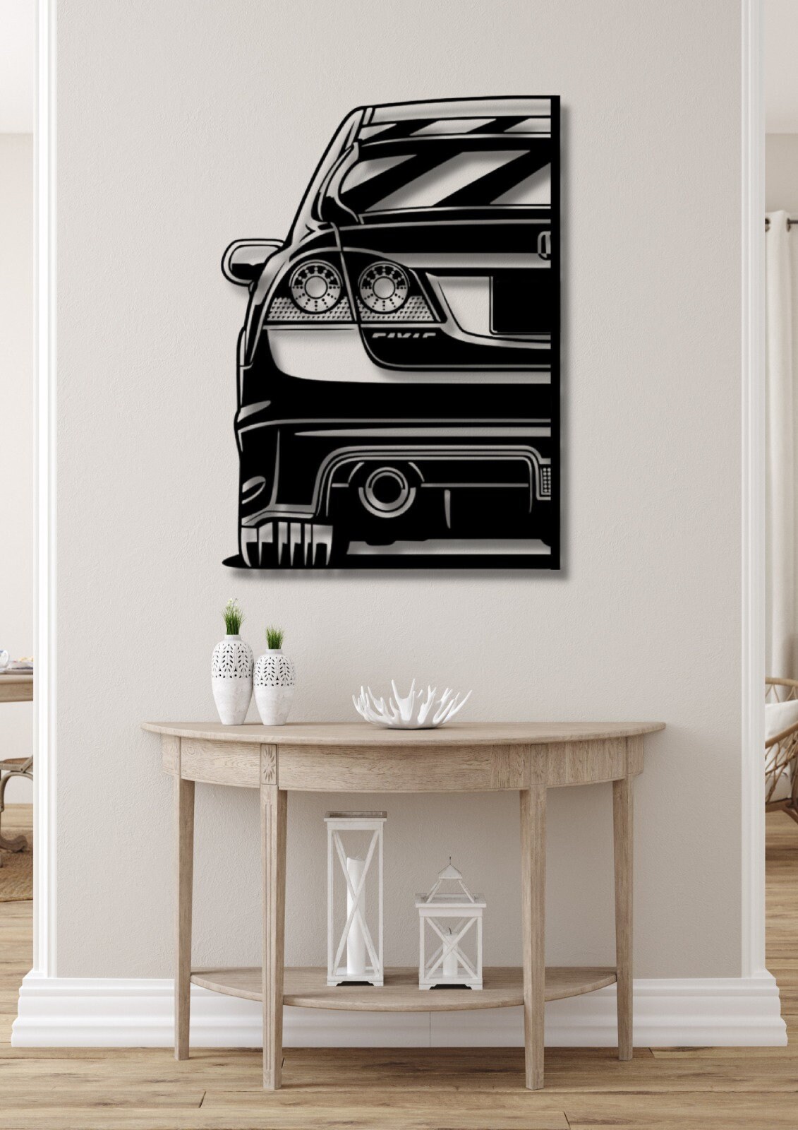Honda Civic Detailed Silhouette Metal Wall Artcar wall - Etsy