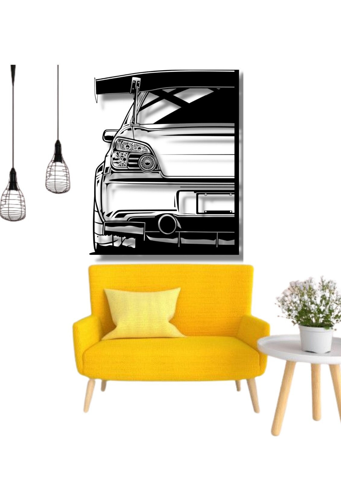 Subaru WRX STI Detailed Silhouette Metal Wall Artcar wall - Etsy