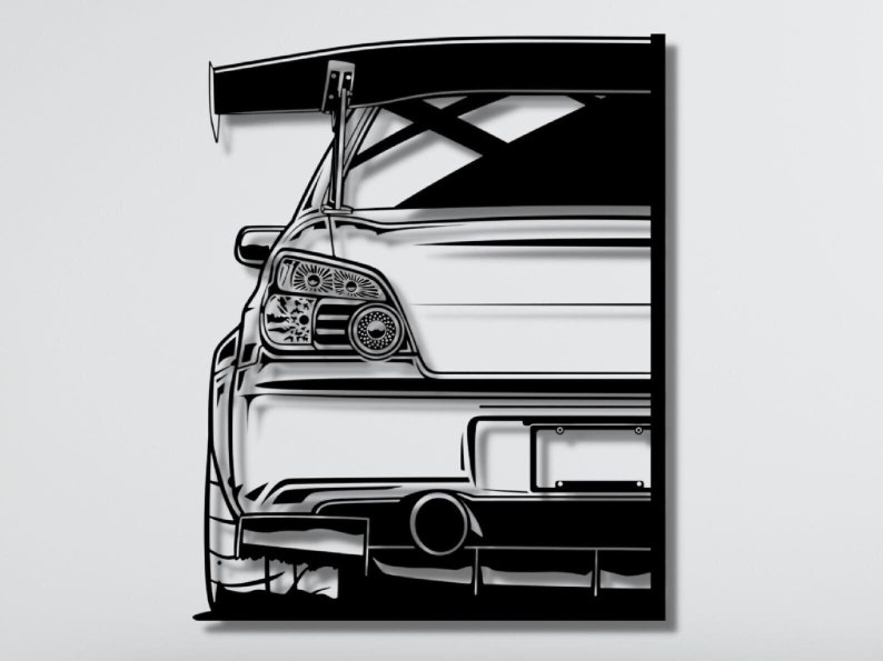 Subaru WRX STI Detailed Silhouette Metal Wall Artcar wall - Etsy
