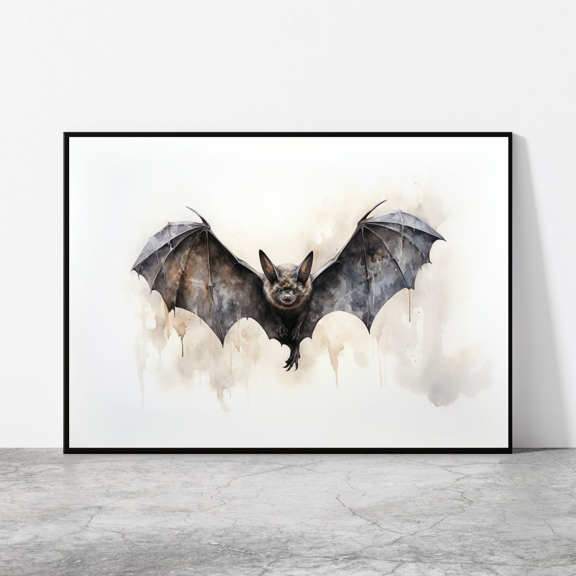 PRINTABLE Halloween Bat Wall Art, Halloween Art Print, Bat Art, Gothic ...