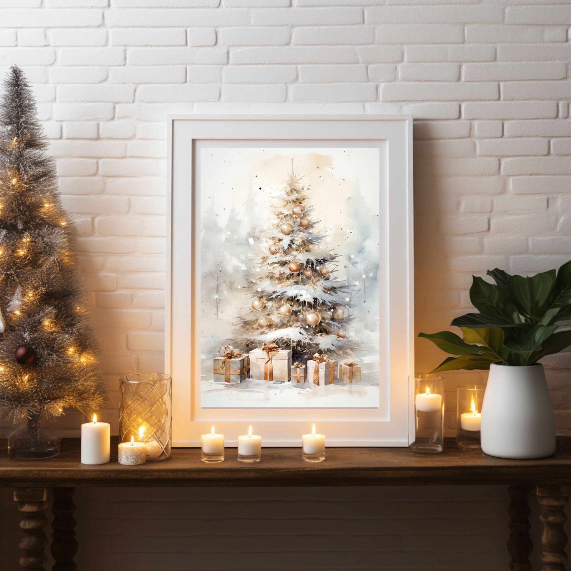 PRINTABLE Christmas Tree Wall Art, Watercolor Christmas Tree Painting ...