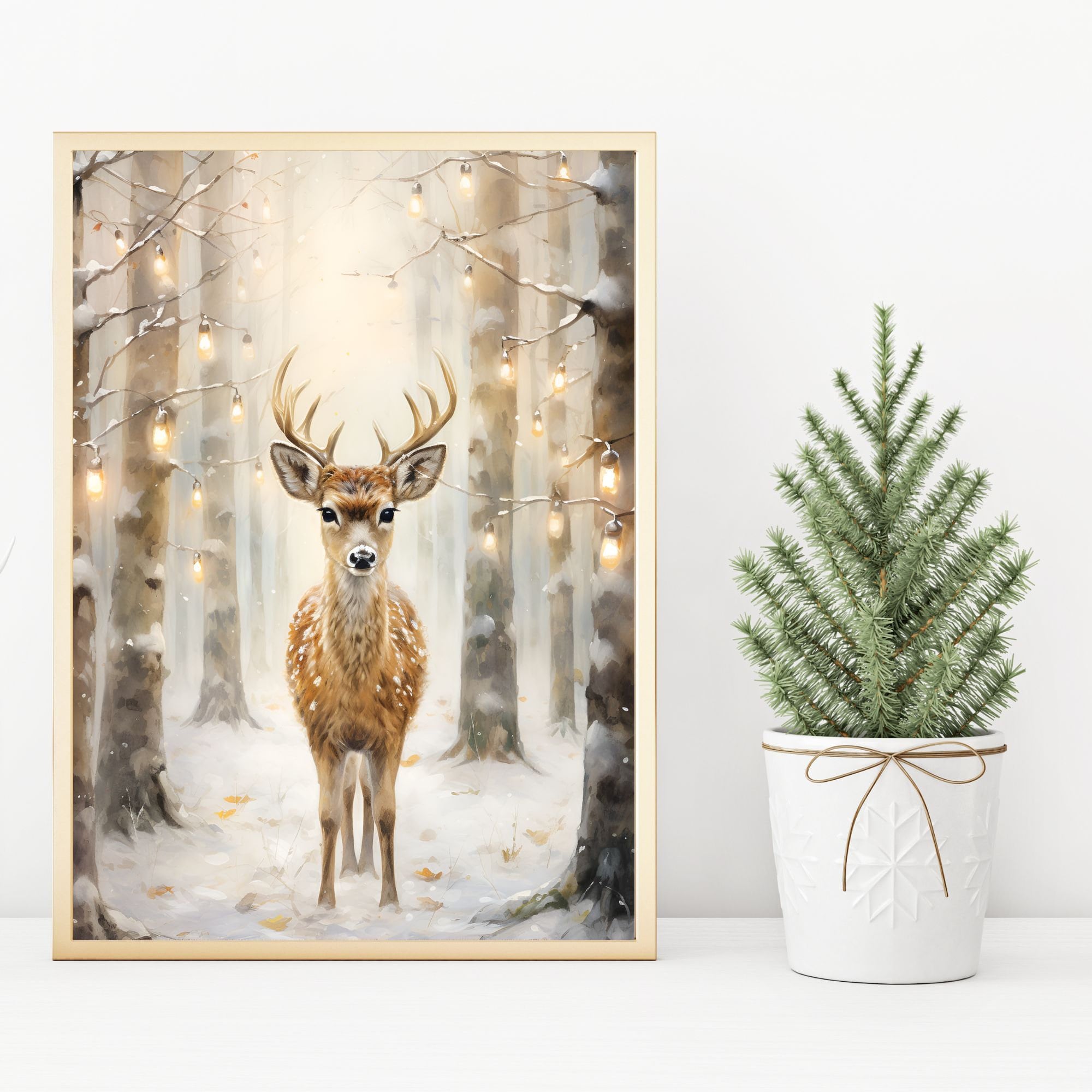 PRINTABLE Reindeer Christmas Wall Art, Watercolor Reindeer Painting ...
