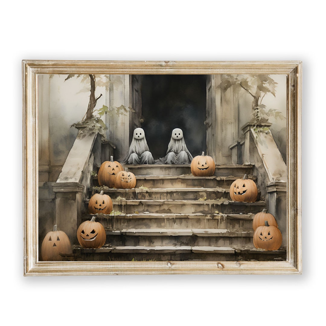 PRINTABLE Halloween Ghost Wall Art, Cute Watercolor Ghosts Wall Art ...