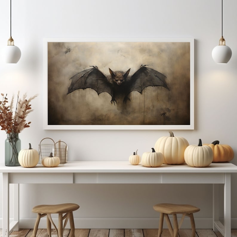 PRINTABLE Halloween Bat Wall Art, Halloween Art Print, Bat Art, Gothic ...