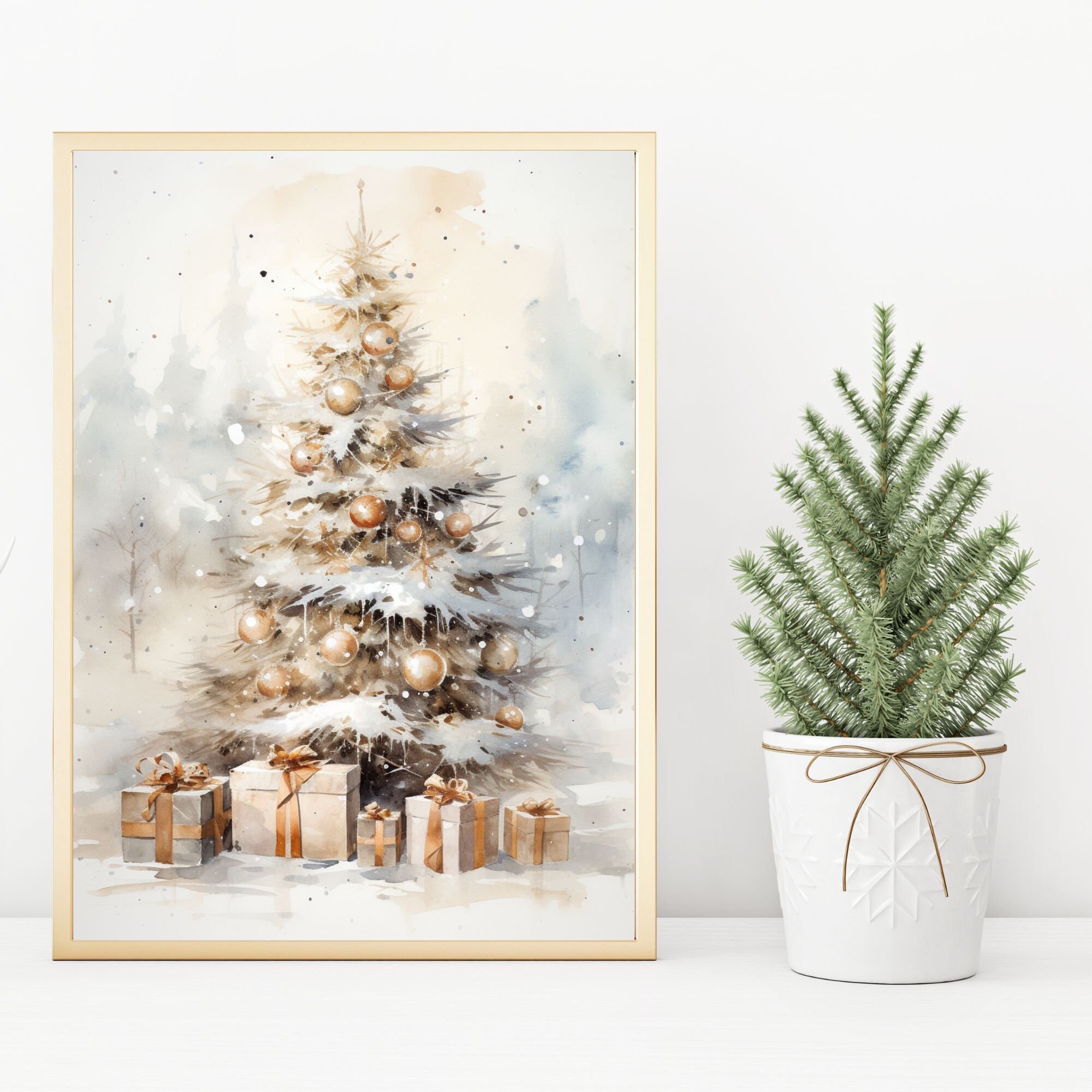 PRINTABLE Christmas Tree Wall Art, Watercolor Christmas Tree Painting ...