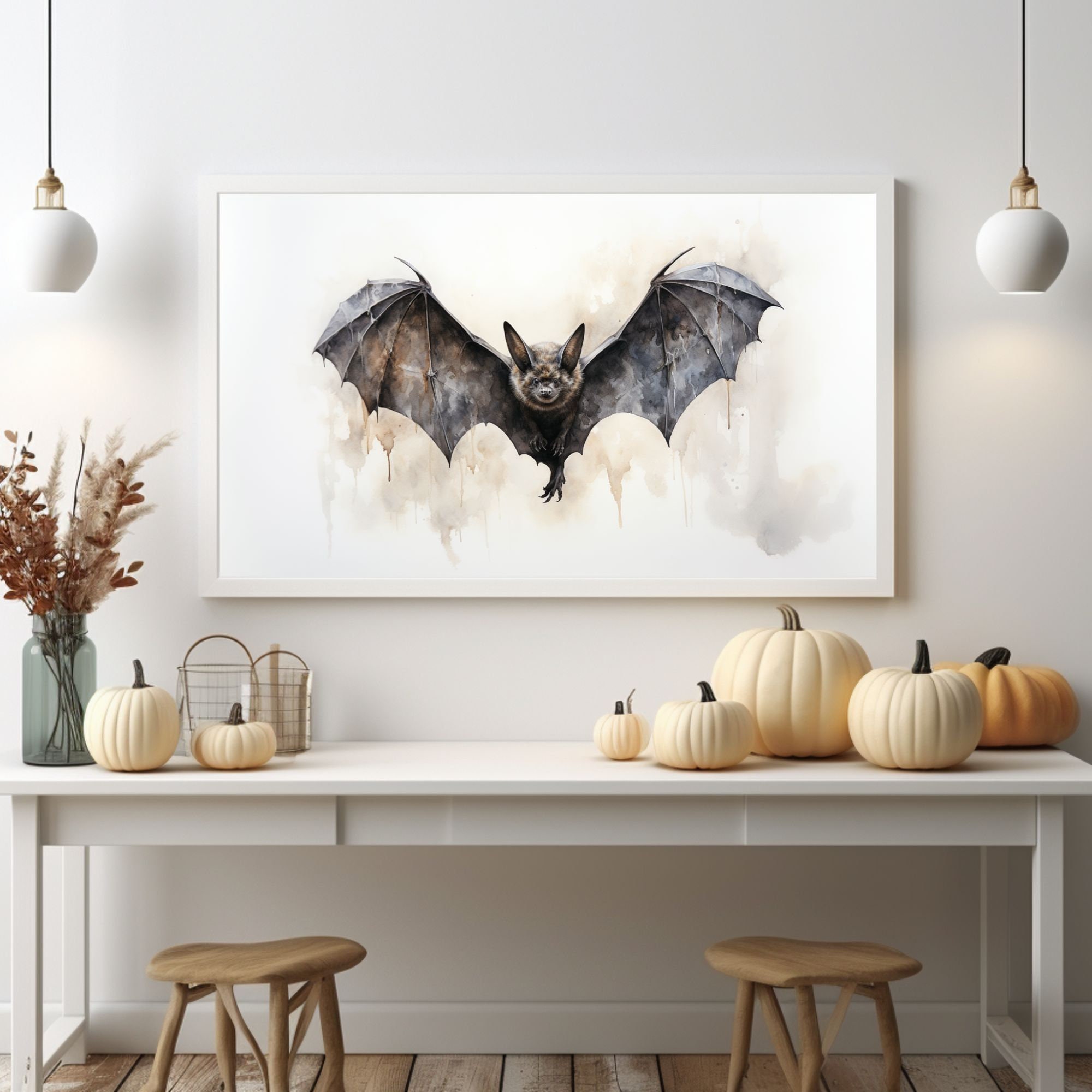 PRINTABLE Halloween Bat Wall Art, Halloween Art Print, Bat Art, Gothic ...