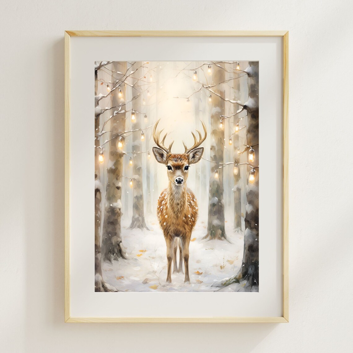 PRINTABLE Reindeer Christmas Wall Art, Watercolor Reindeer Painting ...