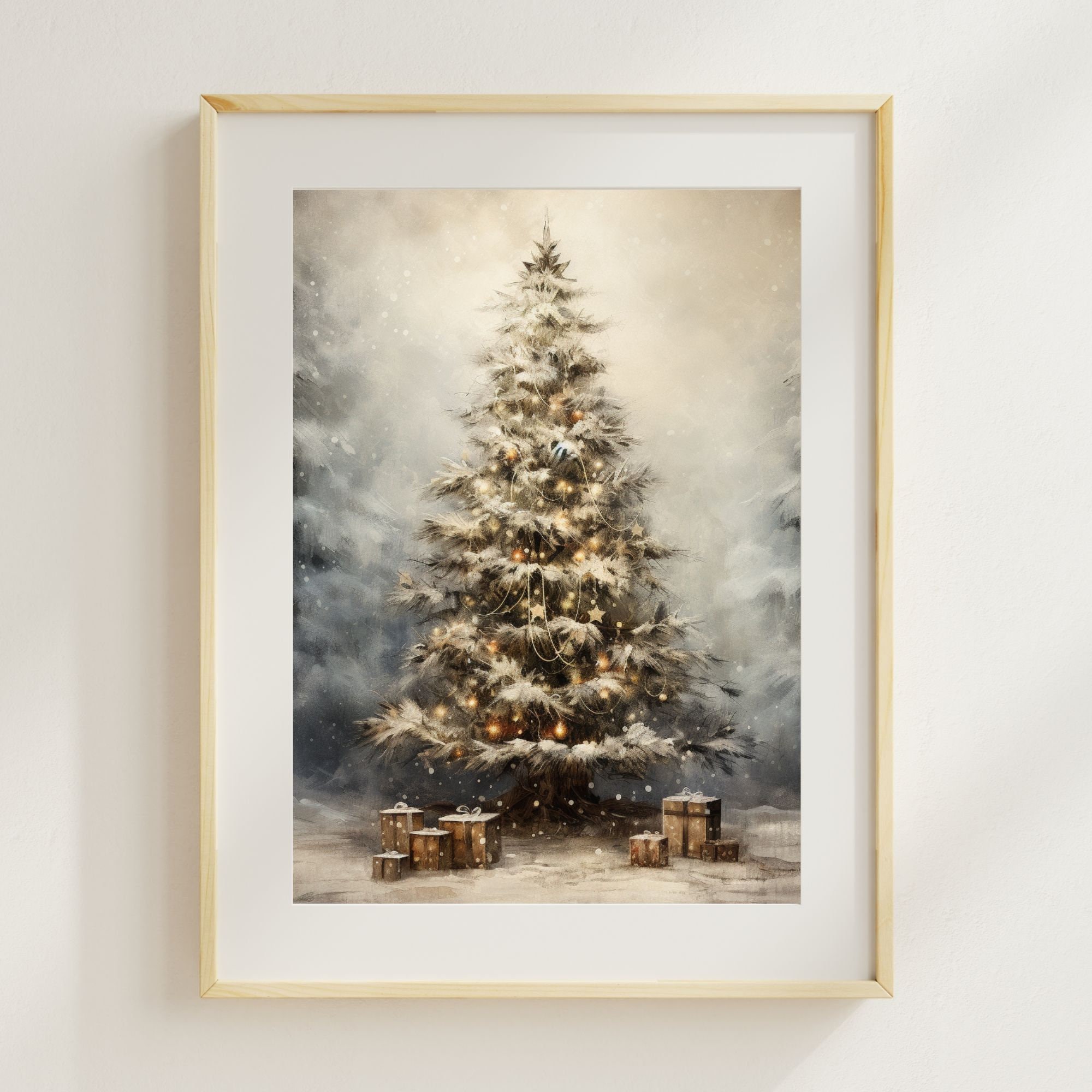 PRINTABLE Christmas Tree Wall Art, Christmas Tree Painting Digital ...