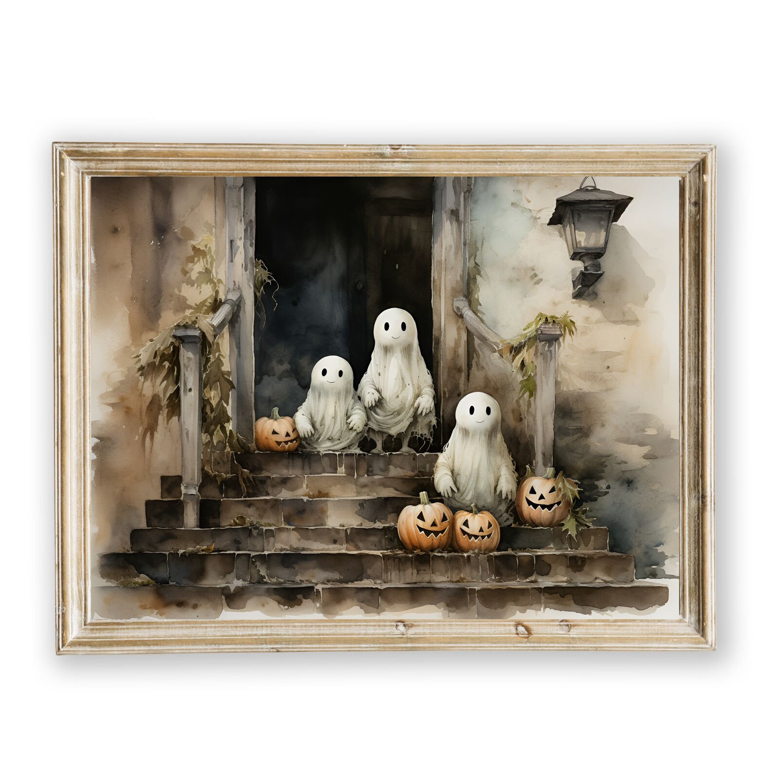 PRINTABLE Halloween Kodama Ghost Print, Cute Watercolor Ghosts Wall Art ...