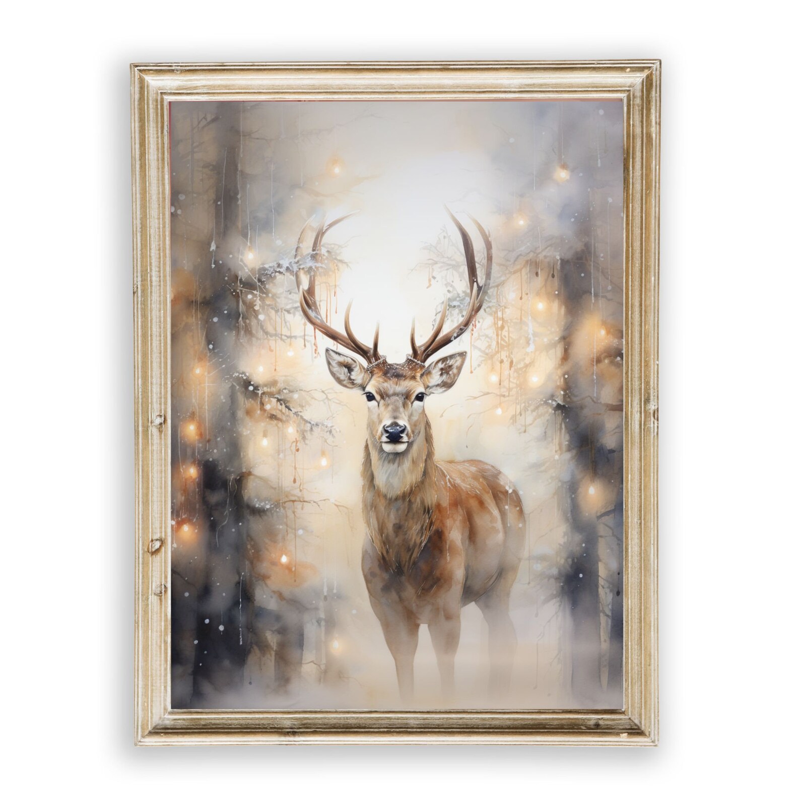 PRINTABLE Reindeer Christmas Wall Art, Watercolor Reindeer Painting ...