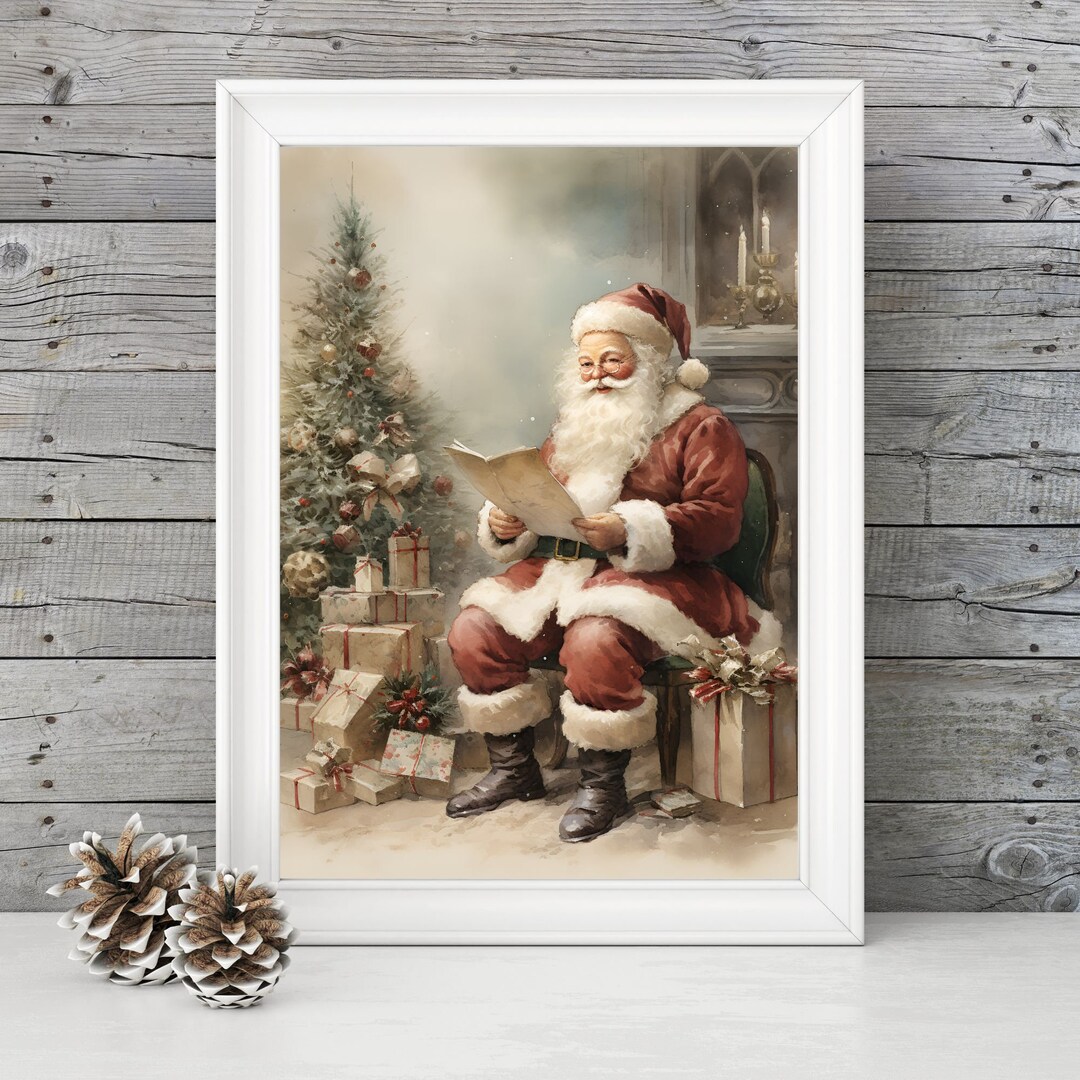 PRINTABLE Santa Christmas Wall Art, Santa Print Digital Download ...