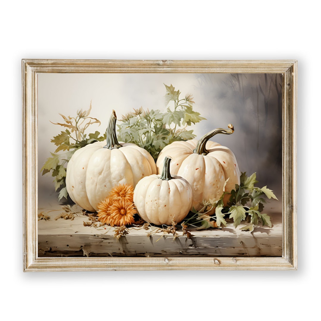 PRINTABLE Fall Pumpkin Wall Art, Printable Pumpkin Still Life Vintage ...