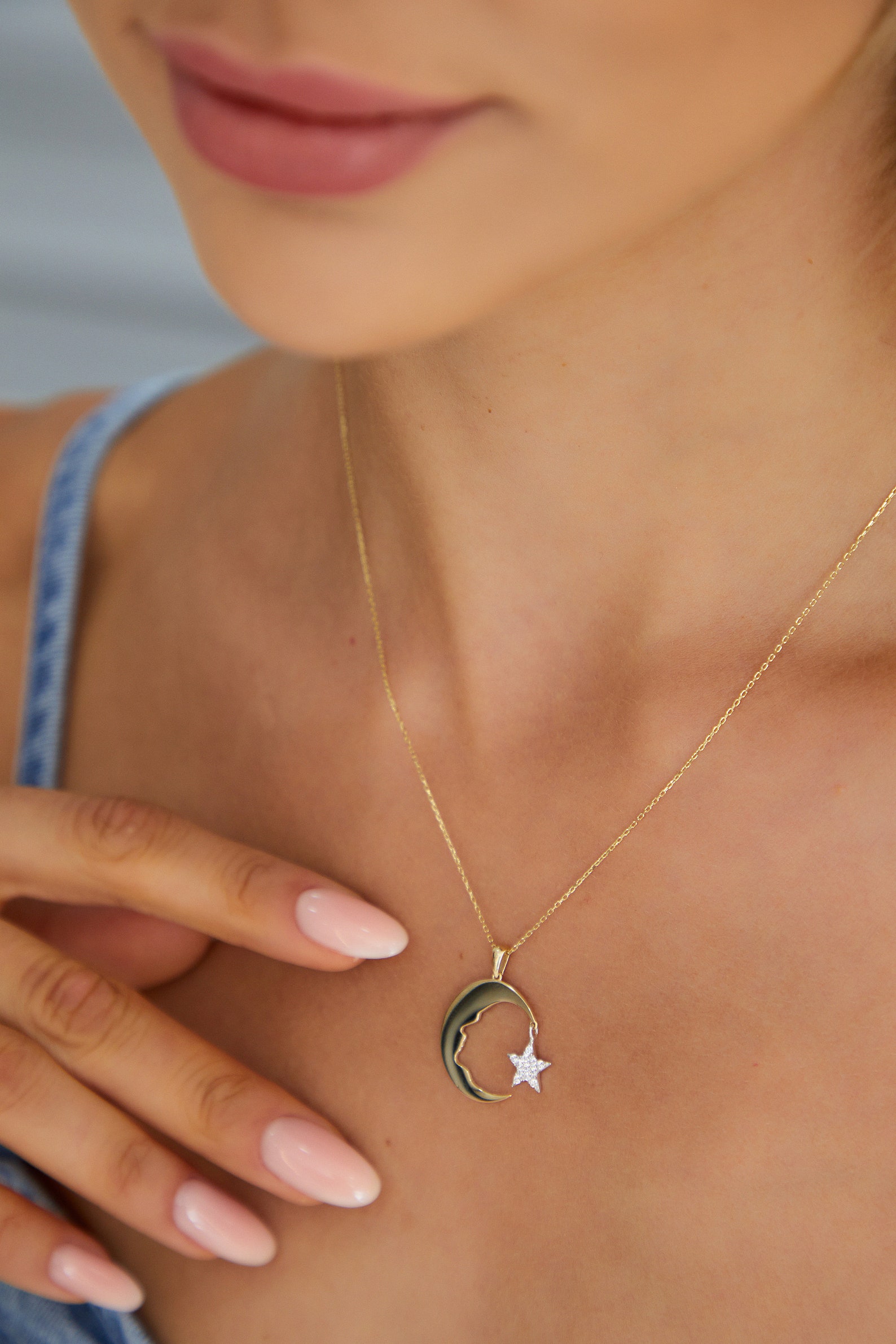 Gold Moon Necklace With Mustafa Kemal Atatürk Figure Gift for Lover ...