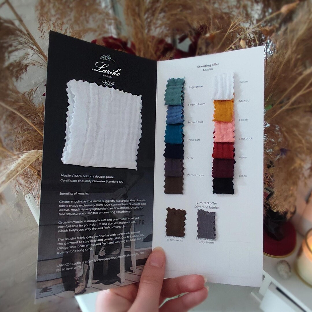 PRE ORDER, Muslin Swatches, 100% Cotton, Color Swatches, Set of Colored ...