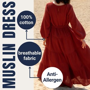 Beautiful Handmade Cotton Muslin Dress / Long Red Dress / Seller From ...