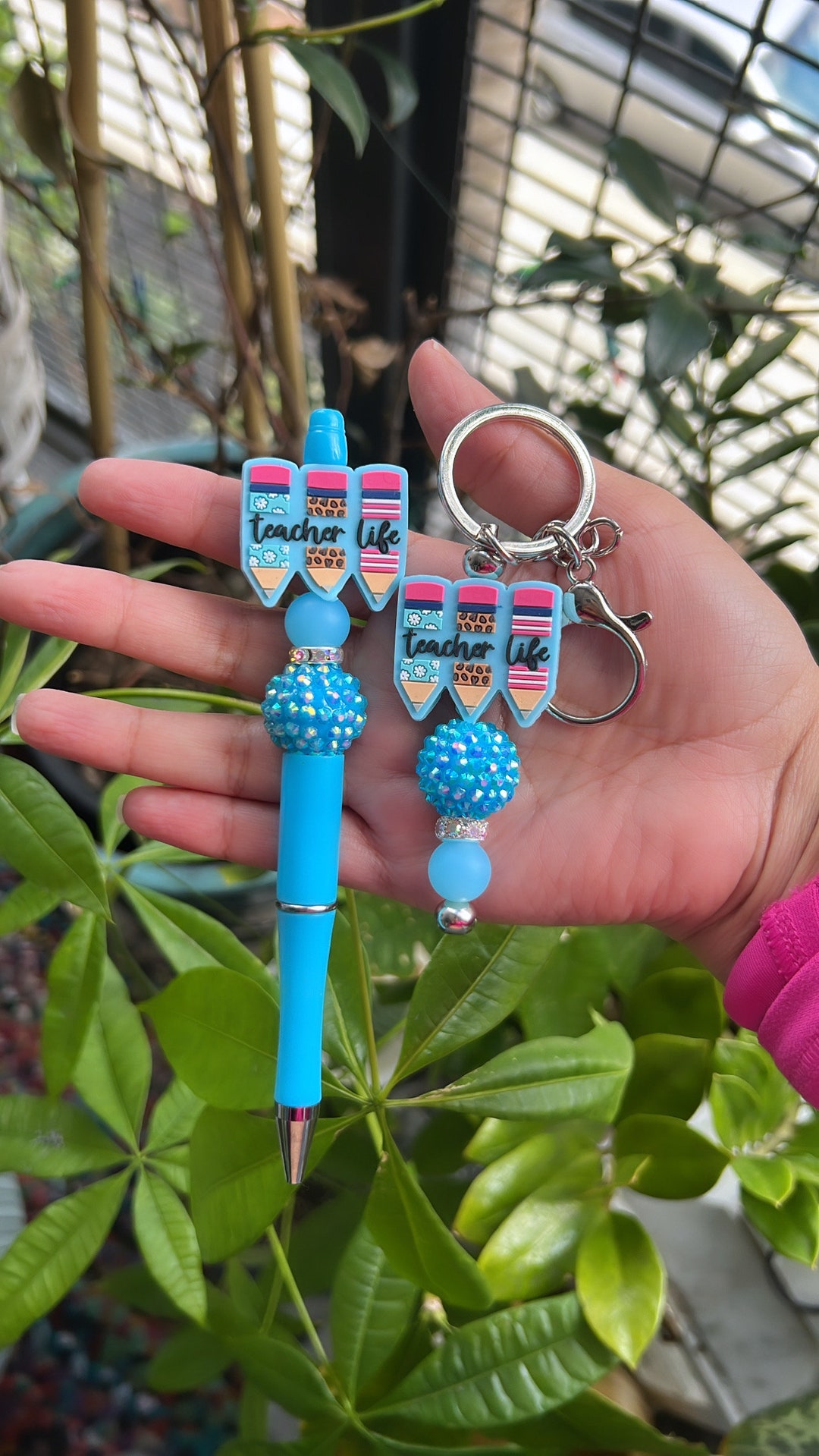 Teacher Beaded Pen and Keychain - Etsy