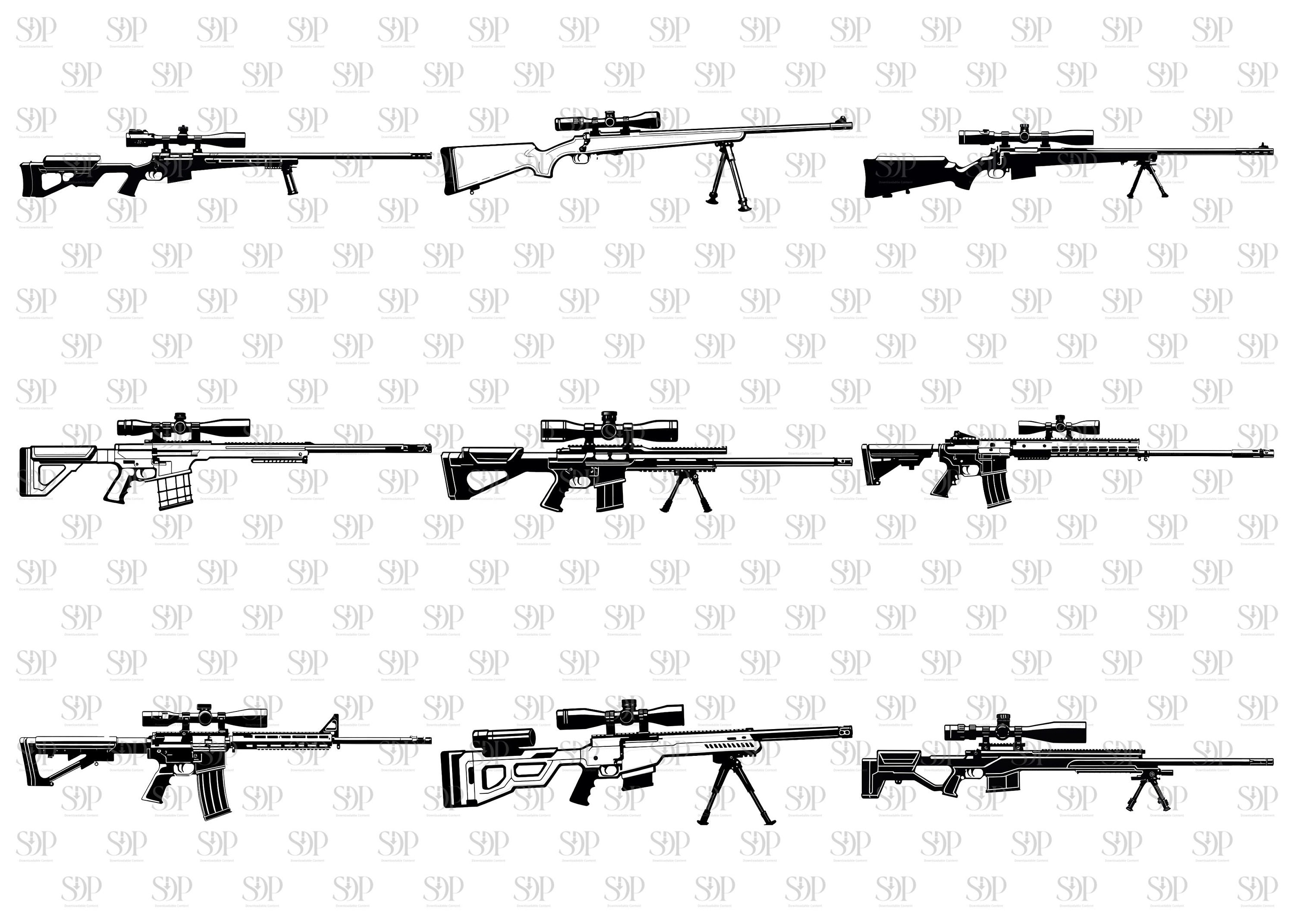 90 Sniper Rifle SVG, BUNDLE Vector File, Rifle Svg, Sniper Gun Clipart ...
