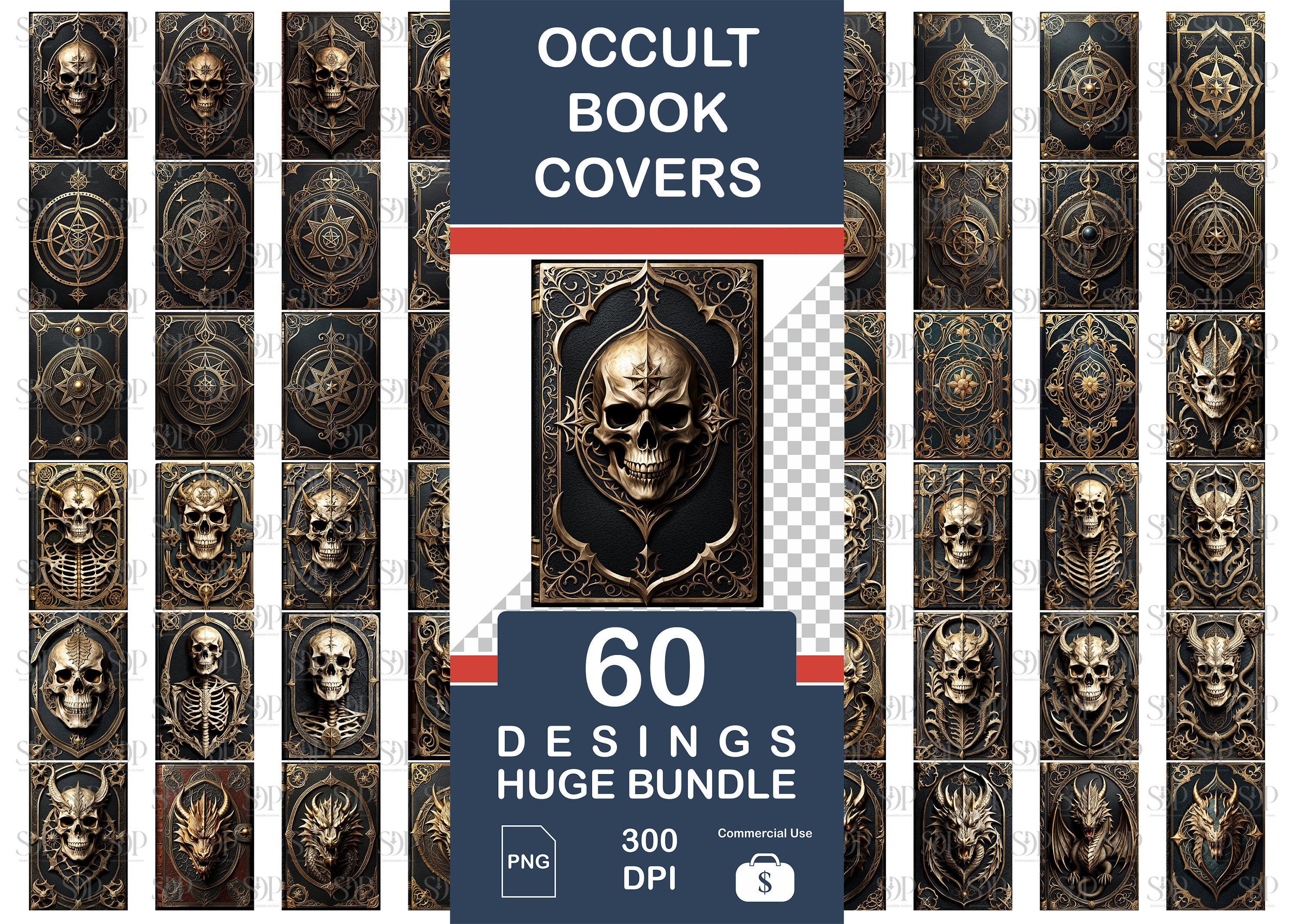 60 Occult Book Covers Clipart Bundle: Witch & Fantasy Designs (digital ...