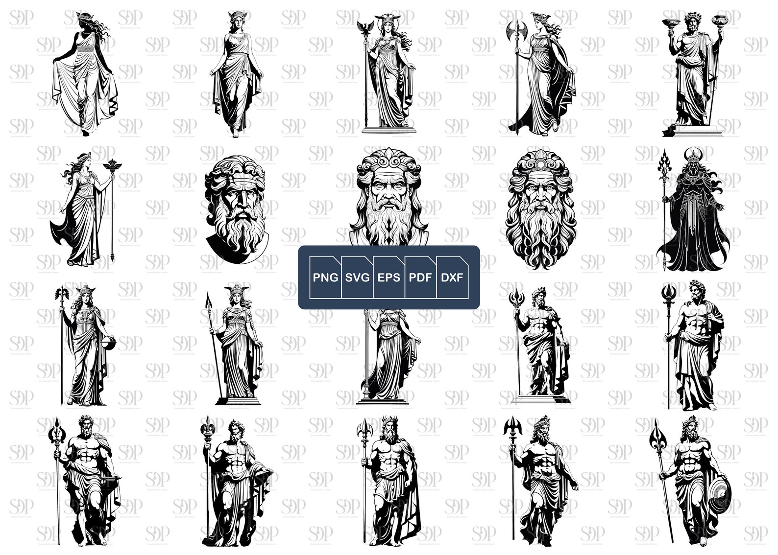 Greek Mythology SVG Bundle: Ancient Gods, Statues (commercial Use) - Etsy