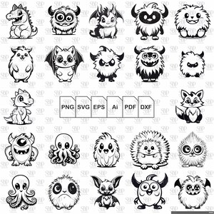 Monster SVG Clipart Bundle, Commercial Use Designs (digital Download ...