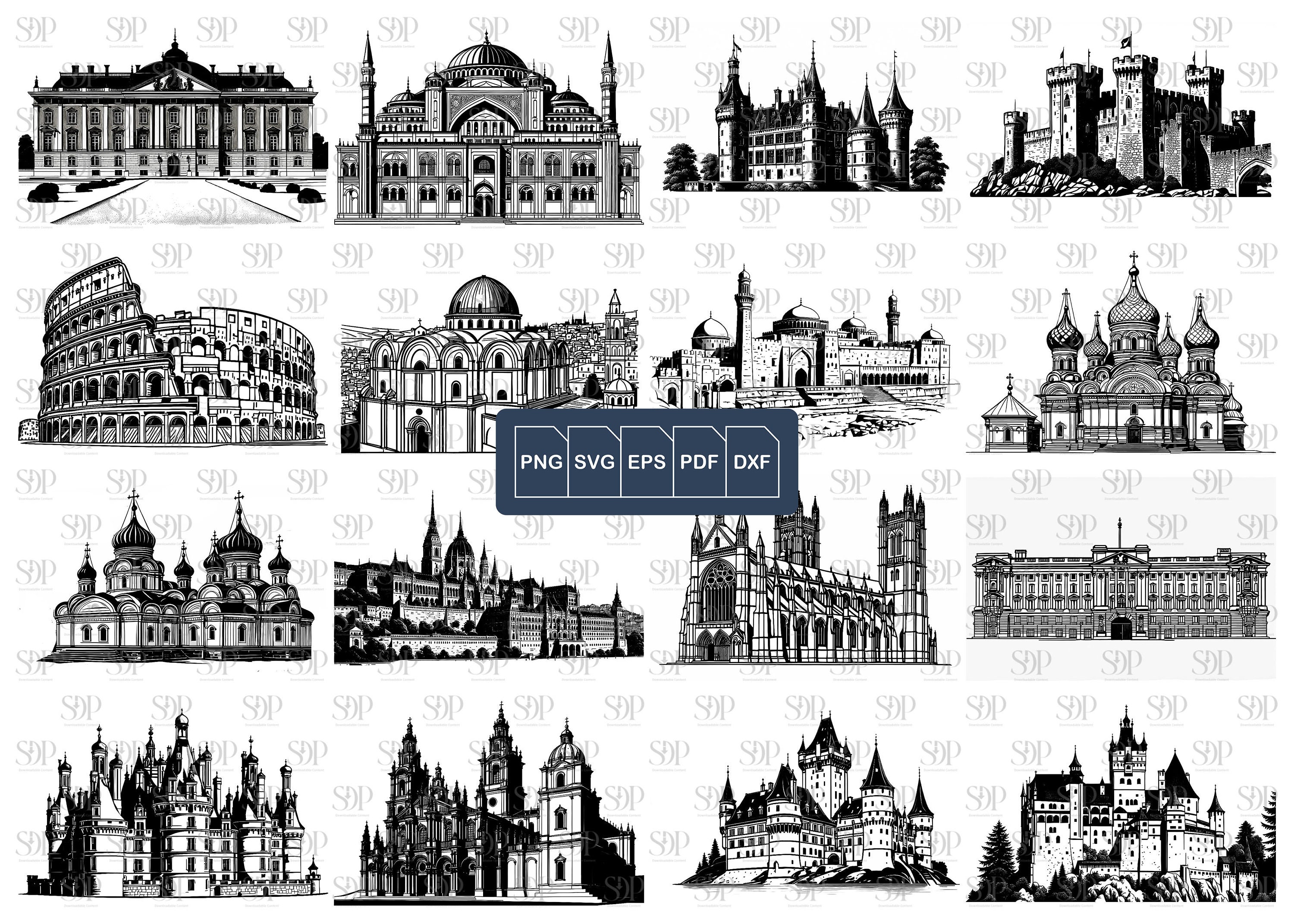 100 Ancient Temple Svg, Ancient Svg, Historical Buildings Svg, Vector ...