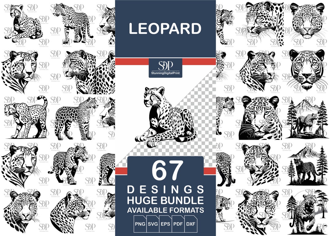 67 Leopard SVG BUNDLE, Leopard Vector, Leopard Cricut, Animal Svg ...