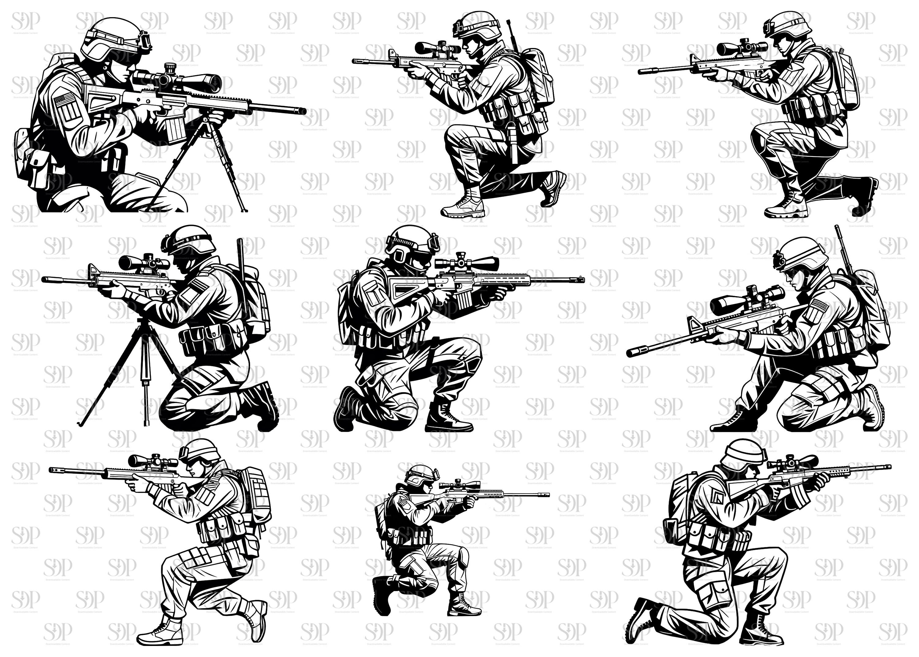 90 Army Sniper Svg, BUNDLE Vector File, Army Sniper Svg, Sniper Gun ...