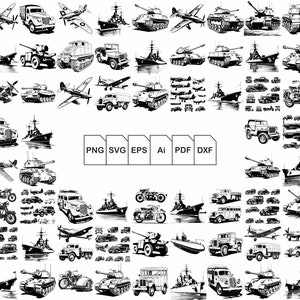 WW2 Military Vehicles SVG Bundle: 100 Vector Designs (commercial Use ...