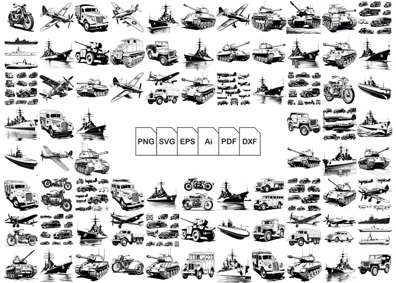 WW2 Military Vehicles SVG Bundle: 100 Vector Designs (commercial Use ...