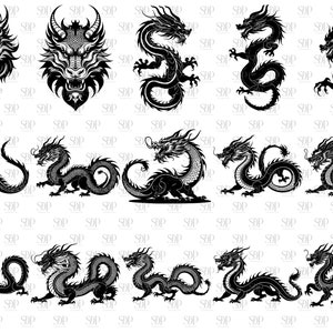 90 Asian Dragon SVG BUNDLE, Vector File, Dragon Cricut, Vector Dragon ...