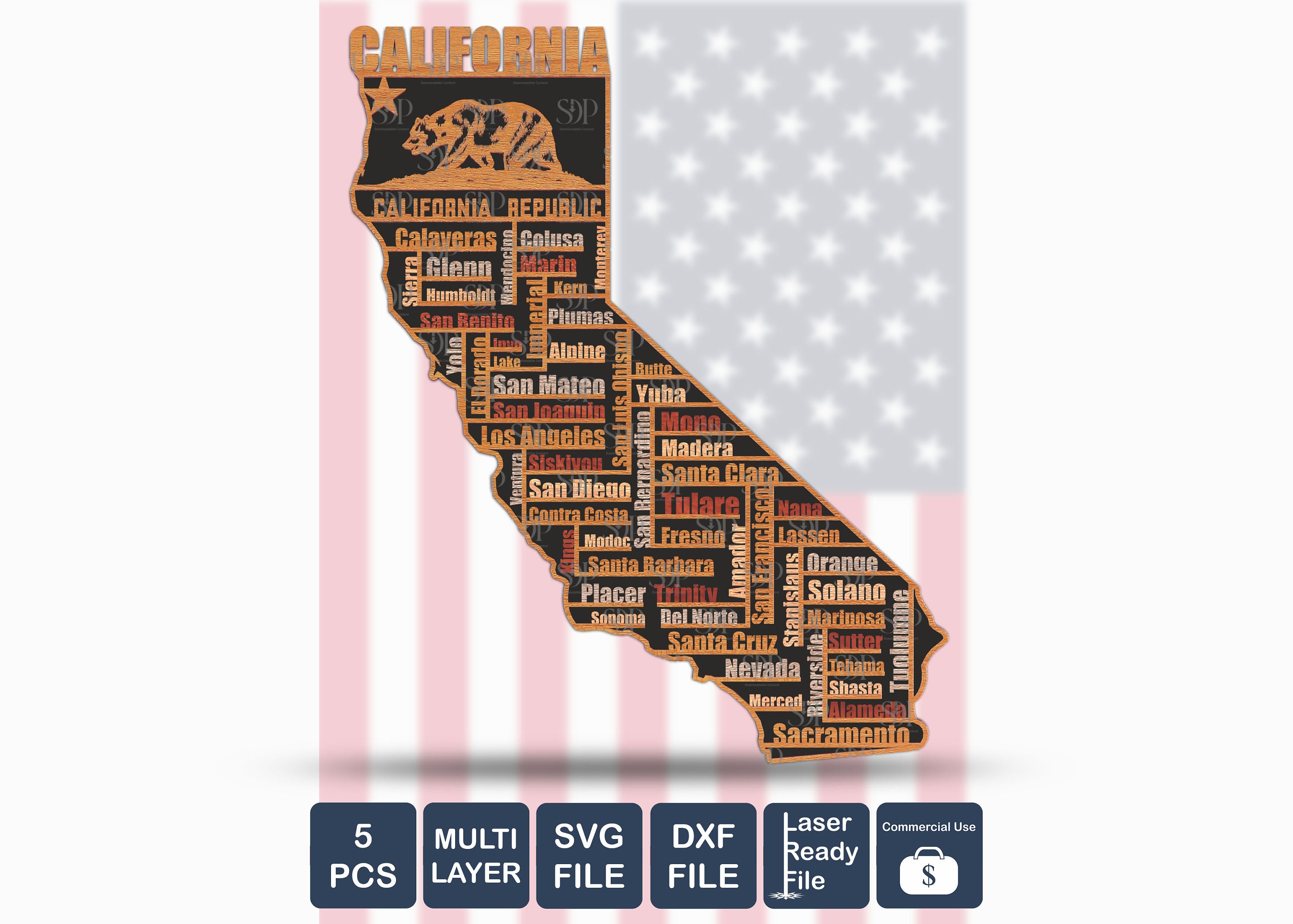 California Maps Svg, California Vector File,multi Layered California ...