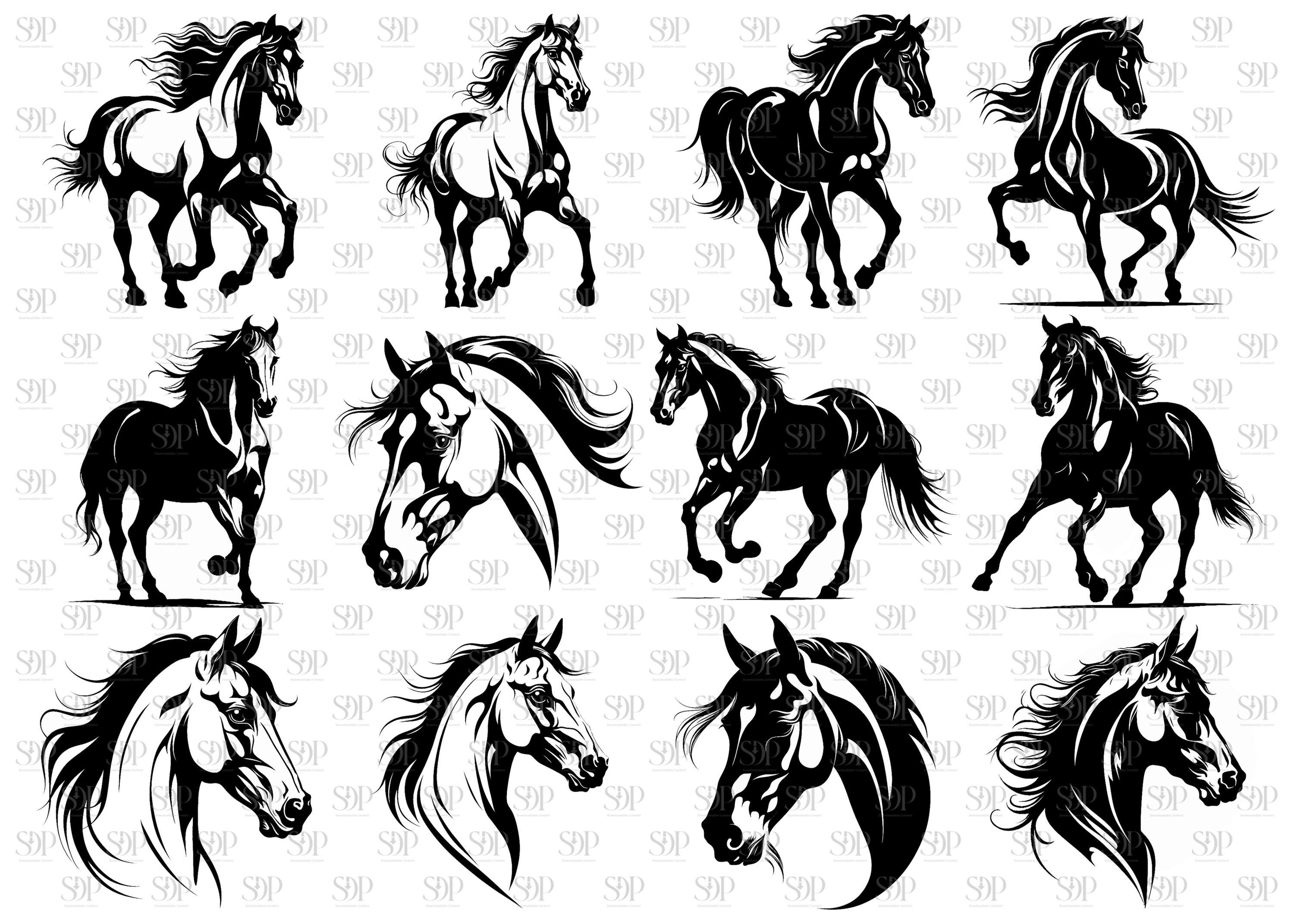 Horse SVG Bundle, 95 Designs, Clipart Vector Graphics (digital Download ...
