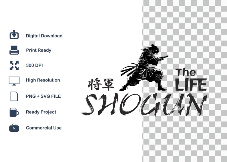 Samurai Shogun SVG, PNG Clipart, Japanese Warrior Art (digital Download ...
