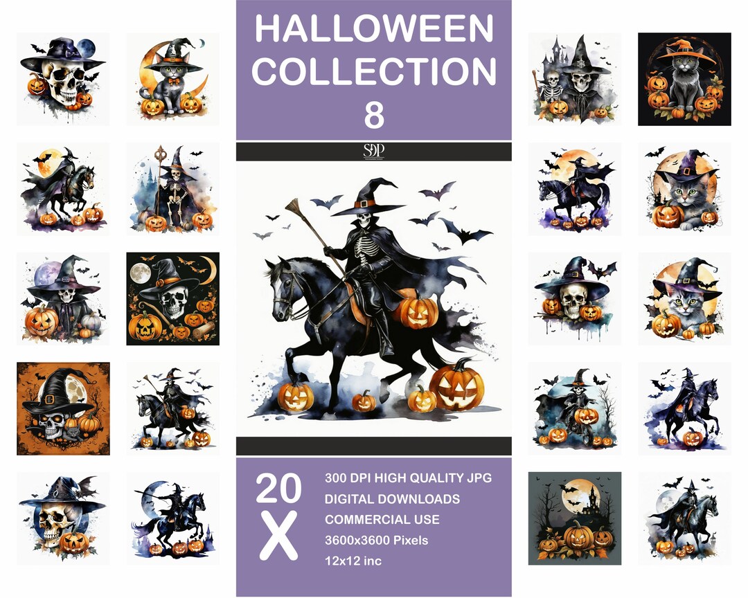Watercolor Halloween Clipart Bundle, Collection 8,halloween Graphics ...