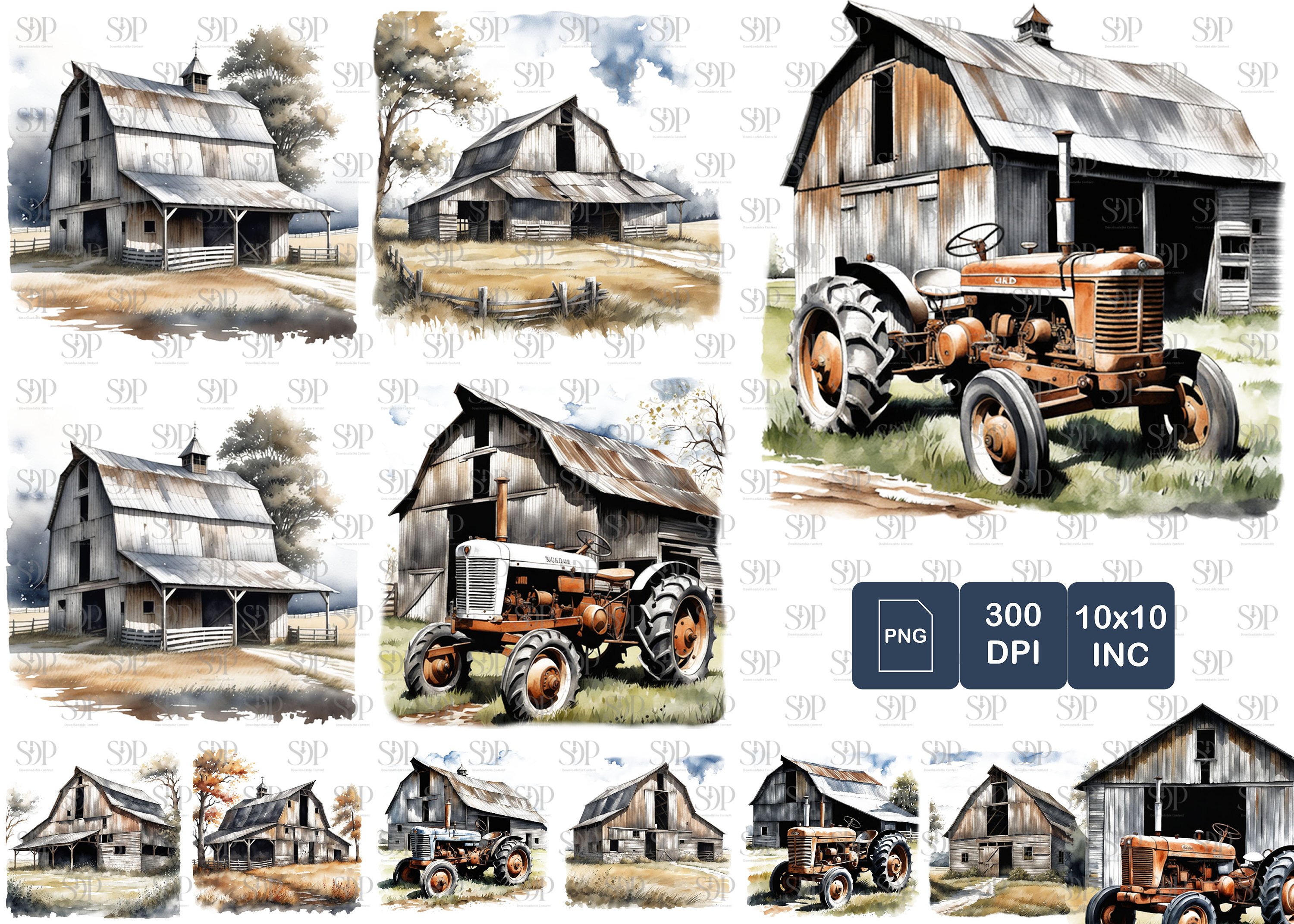 24 Rustic Old Barn Png Bundle,high Quality Png,watercolor Old Barn Clip ...
