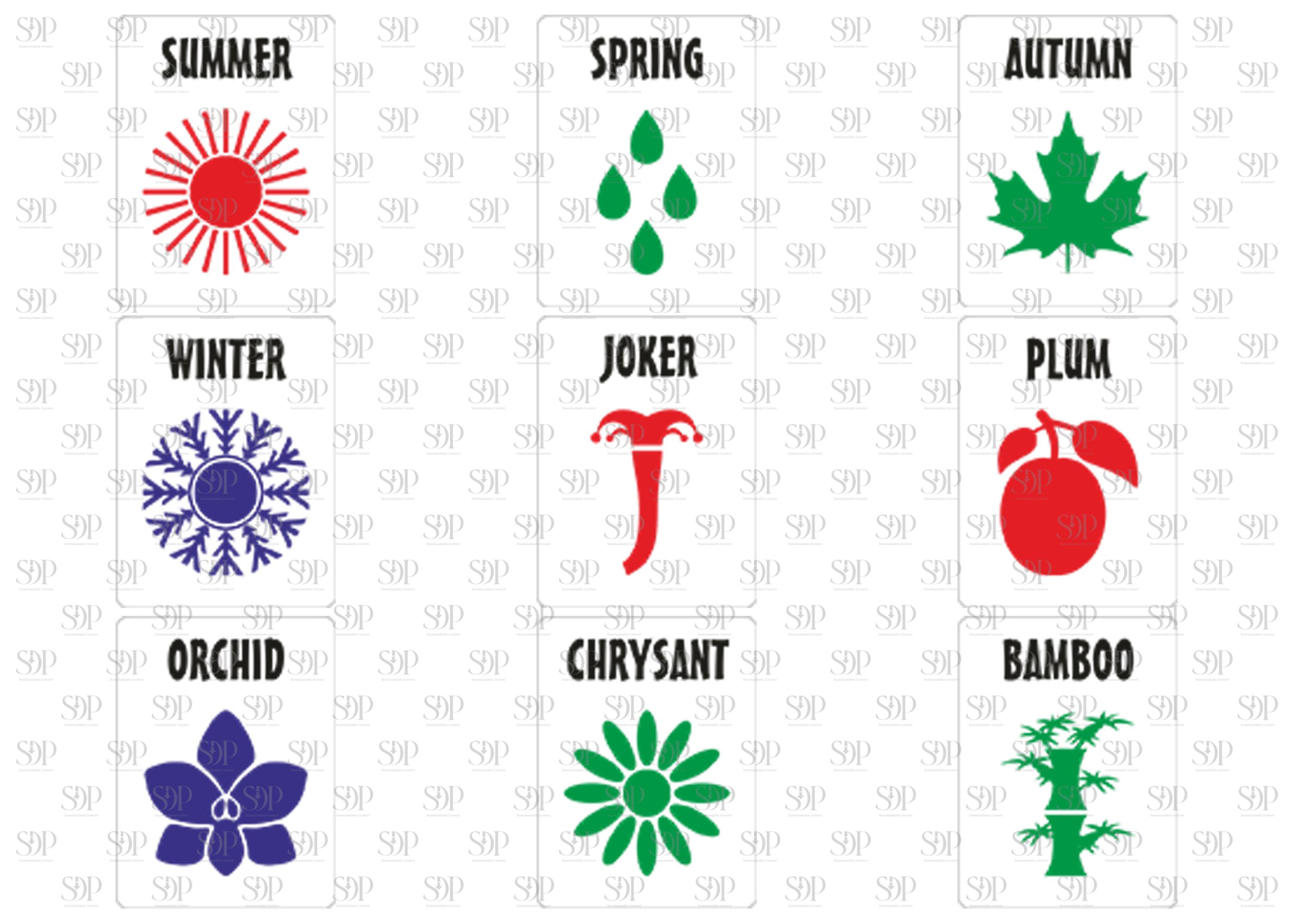 Mahjong Tiles SVG Clipart Bundle, Hand-drawn Vector Set (digital ...