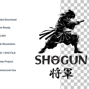 Samurai Shogun SVG PNG Clipart, Japanese Warrior Art (digital Download ...