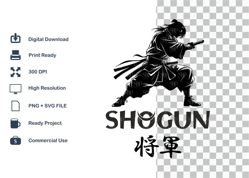 Samurai Shogun SVG PNG Clipart, Japanese Warrior Art (digital Download ...