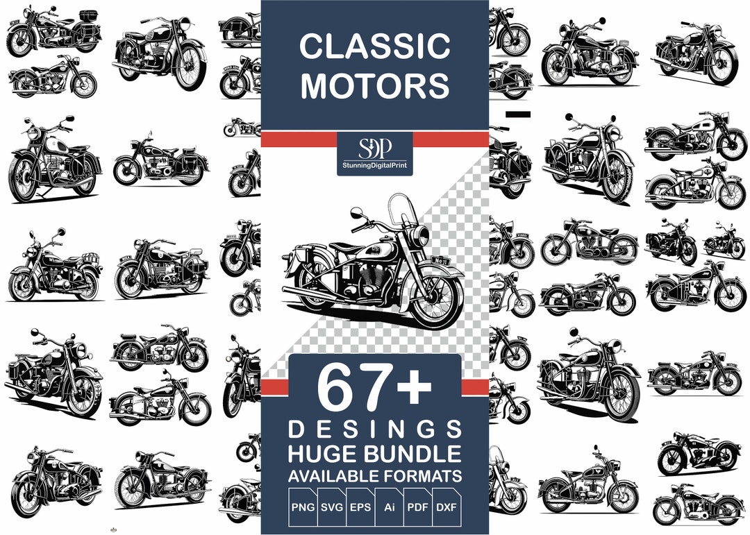 67 Classic Motorcycle SVG BUNDLE, Vector File, Classic Motorcycle ...