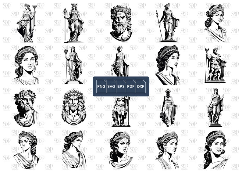 Greek Mythology SVG Bundle: Ancient Gods, Statues (commercial Use) - Etsy