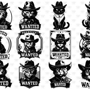 60 Cowboy Cat Svg,cat Svg Bundle,vintage Cat Vector,western Svg,cat ...