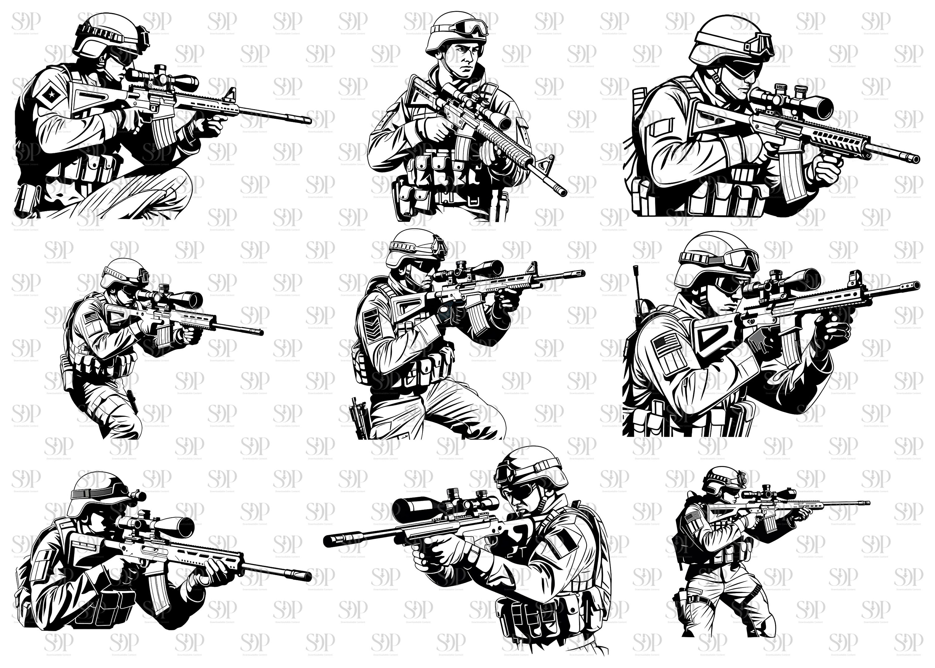 90 Army Sniper Svg, BUNDLE Vector File, Army Sniper Svg, Sniper Gun ...