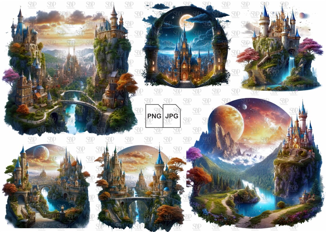 197 Fairy Tale Kingdom ,fantasy Clipart Collection Bundle,watercolor ...