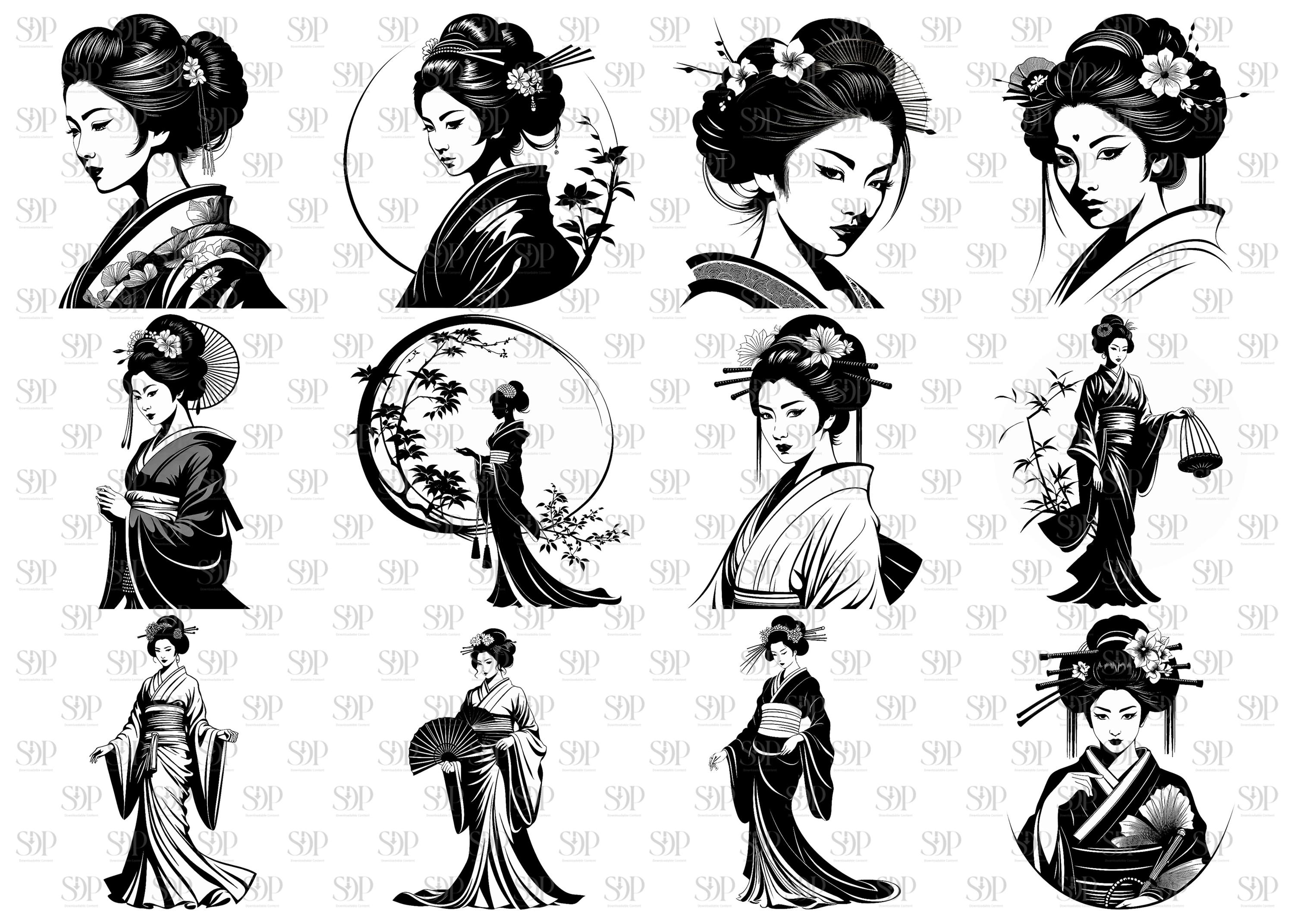 Geisha SVG Clipart Bundle, Vector Graphics (digital Download) - Etsy