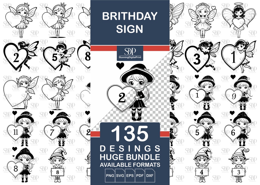 135 Birthday Sign Svg, Birthday Sign Vector File, Sign Svg, Birthday ...