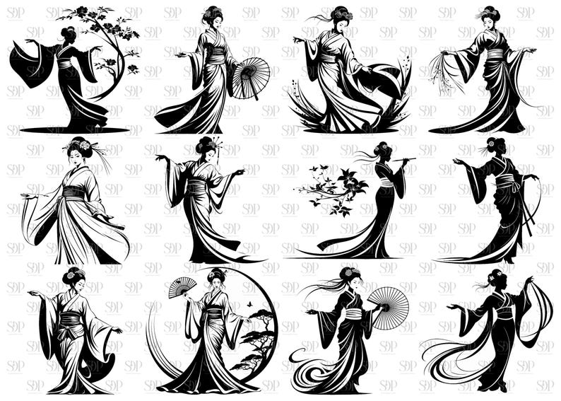 Geisha SVG Clipart Bundle, Vector Graphics (digital Download) - Etsy