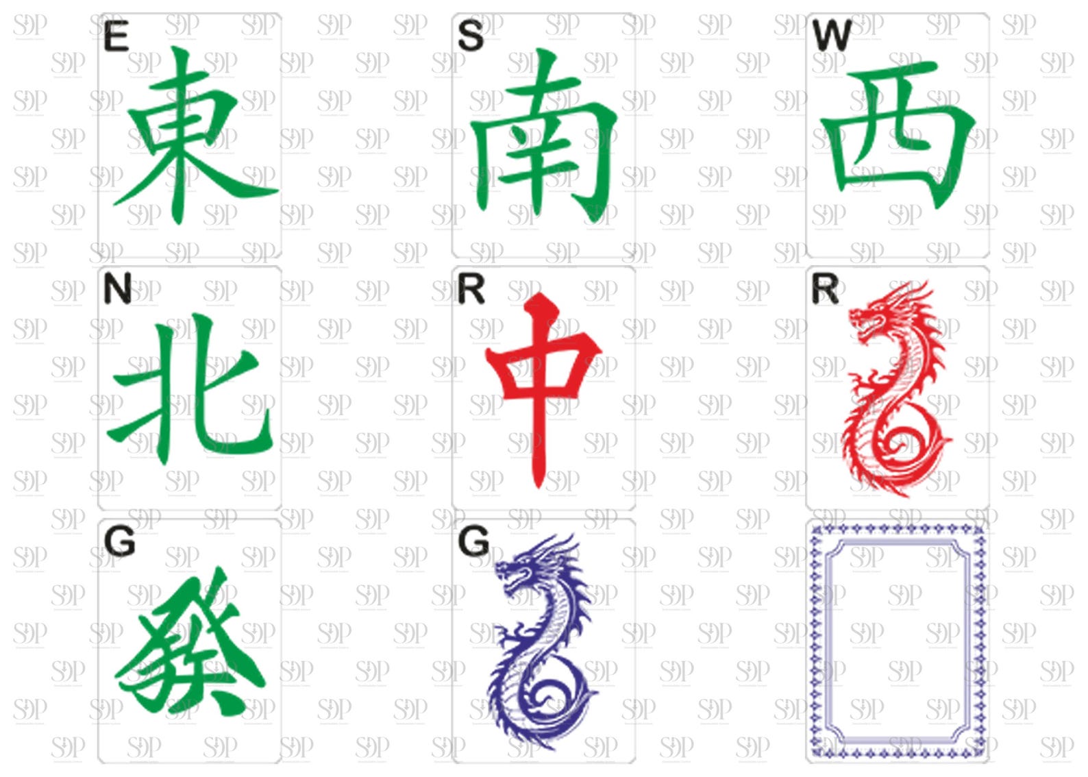 Mahjong Tiles SVG Clipart Bundle, Hand-drawn Vector Set (digital ...
