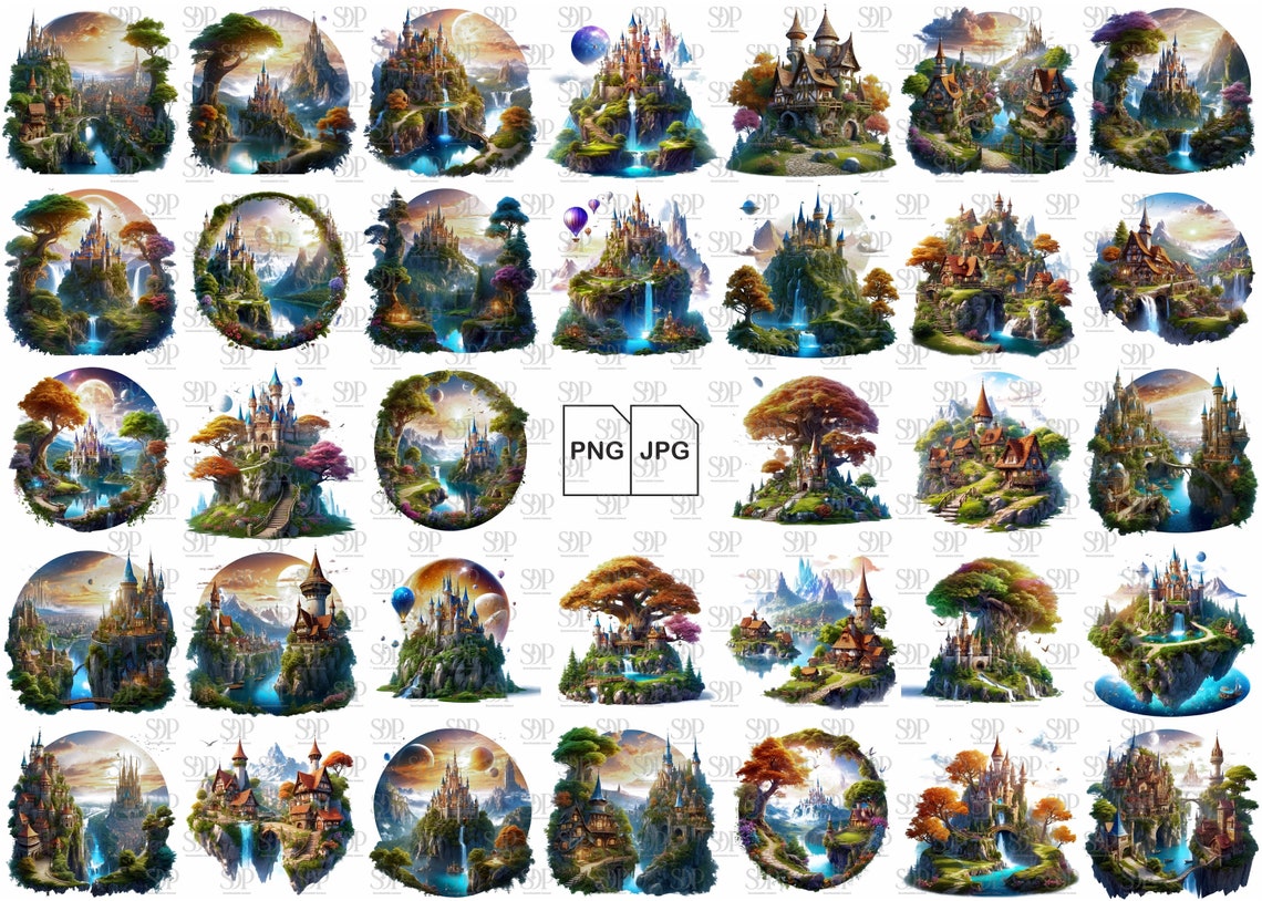 197 Fairy Tale Kingdom ,fantasy Clipart Collection Bundle,watercolor ...