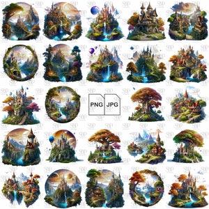 197 Fairy Tale Kingdom ,fantasy Clipart Collection Bundle,watercolor ...
